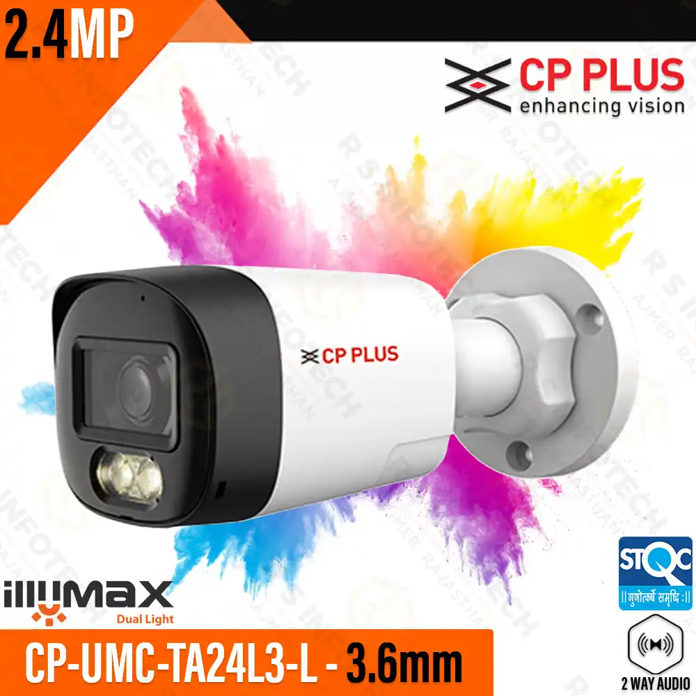 CP PLUS UMC-TA24L3-L 2.4MP DUAL LIGHT 2WAY HYBRID HD BULLET CAMERA (2 YEAR)